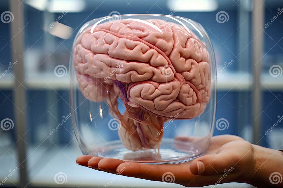 Mind Control Symbol: Human Brain in Laboratory Stock Illustration ...