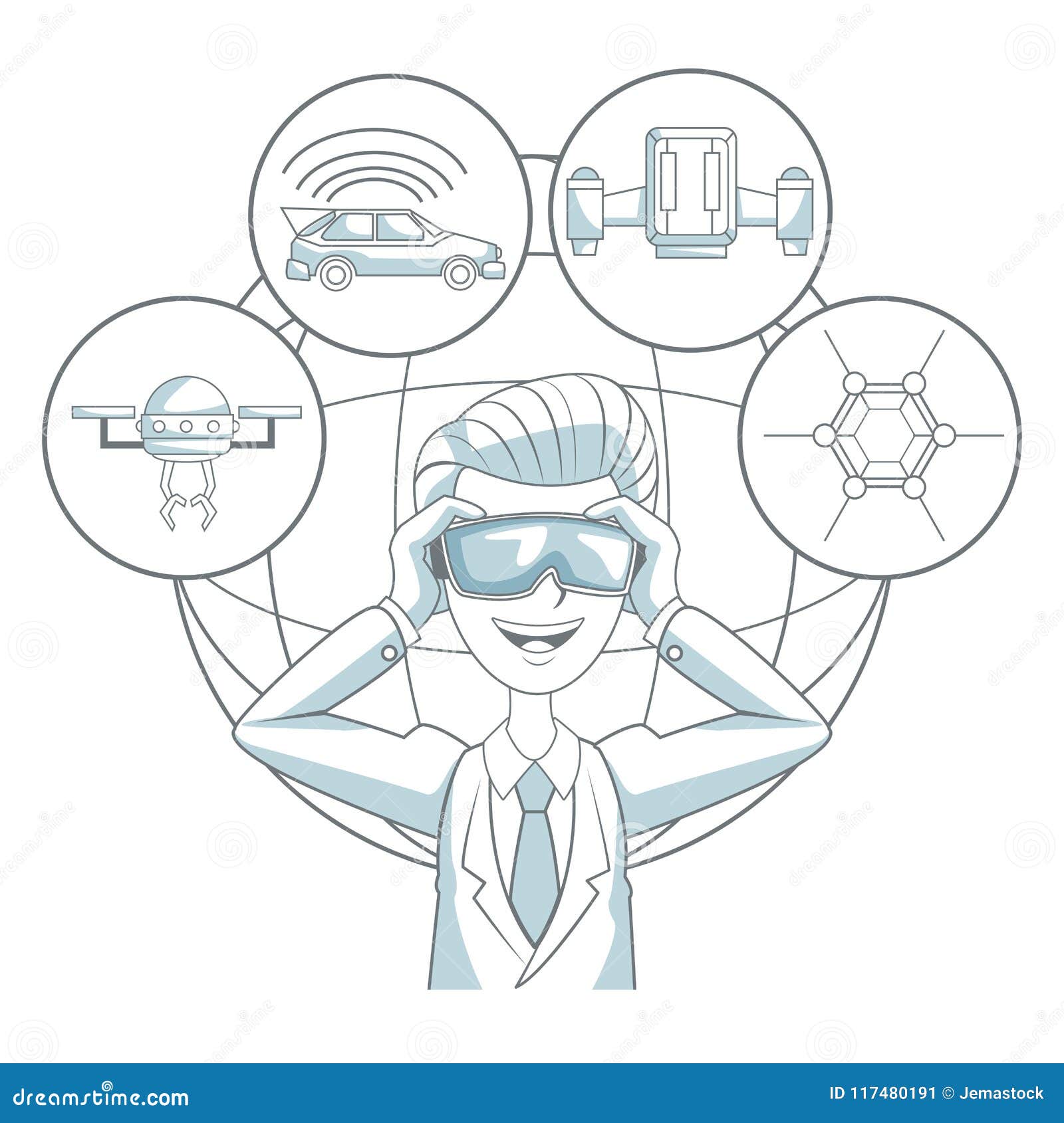 Mind control technology stock vector. Illustration of glasses - 117480191