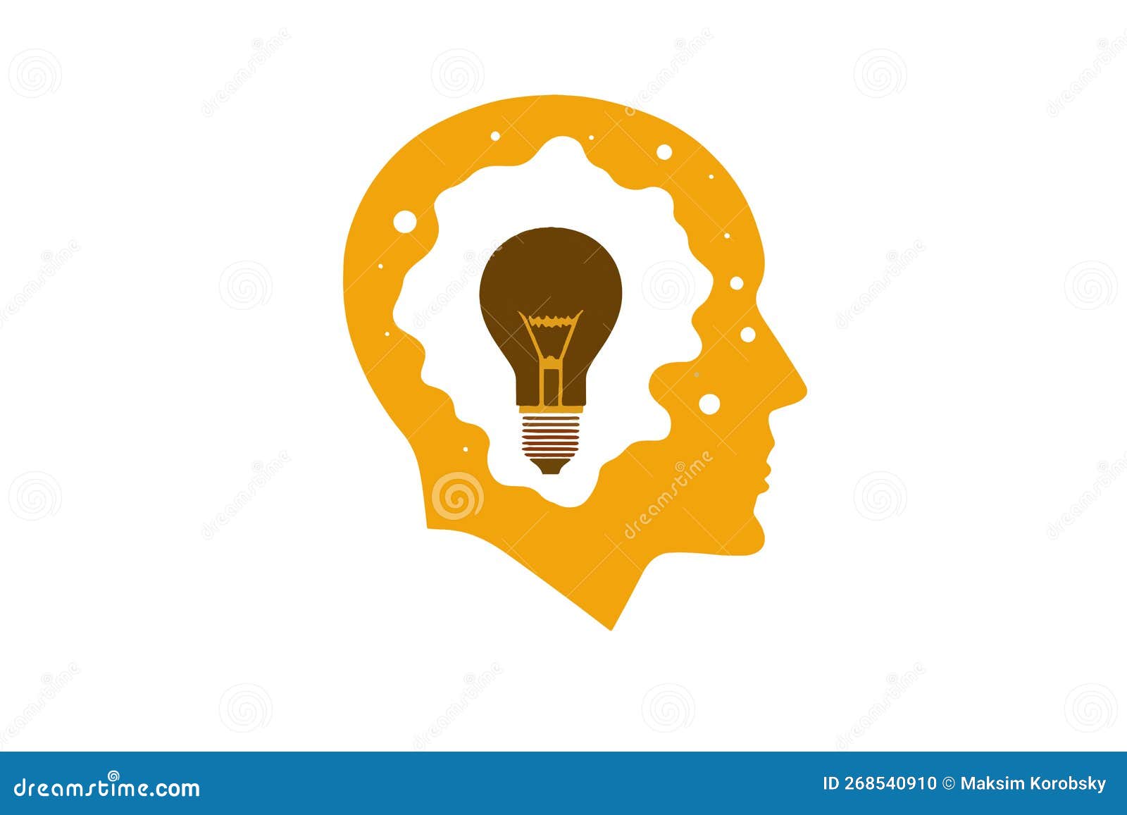 Mind Creativity Concept. Vector Man Head with Light Bulb Inside Stock ...