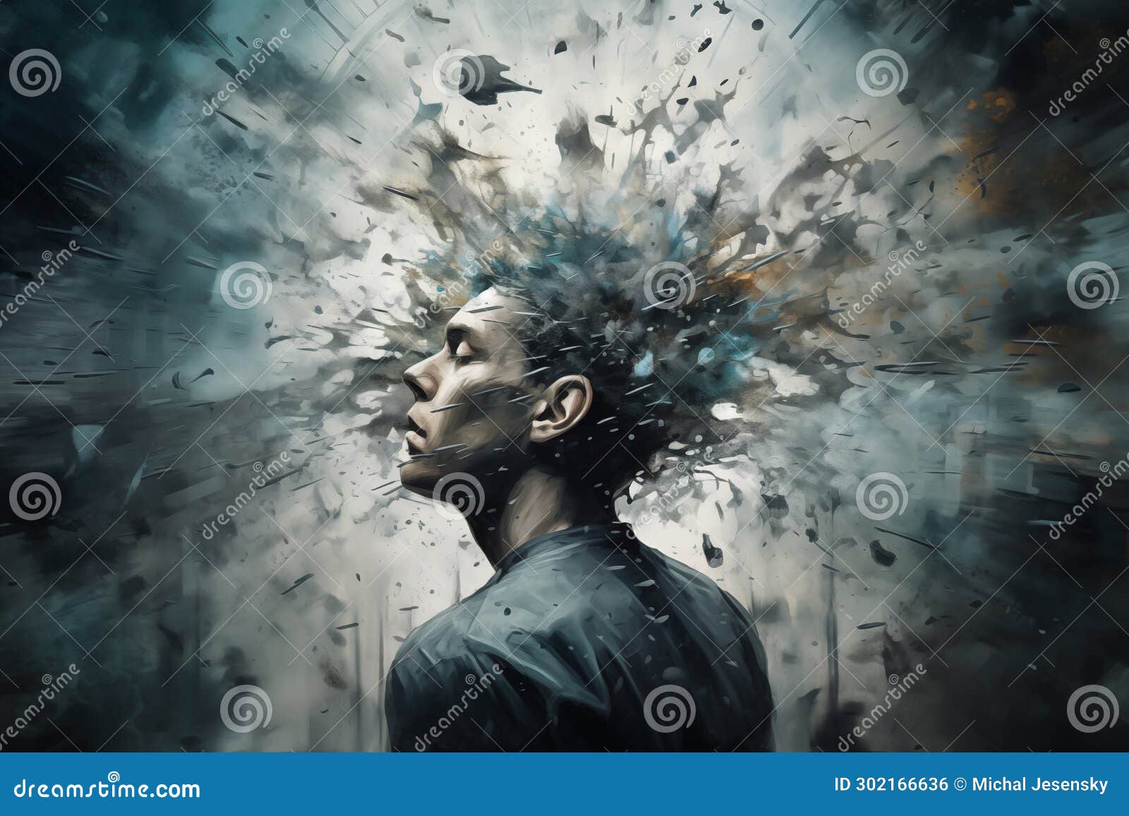 Mind in Depression stock illustration. Illustration of despair - 302166636