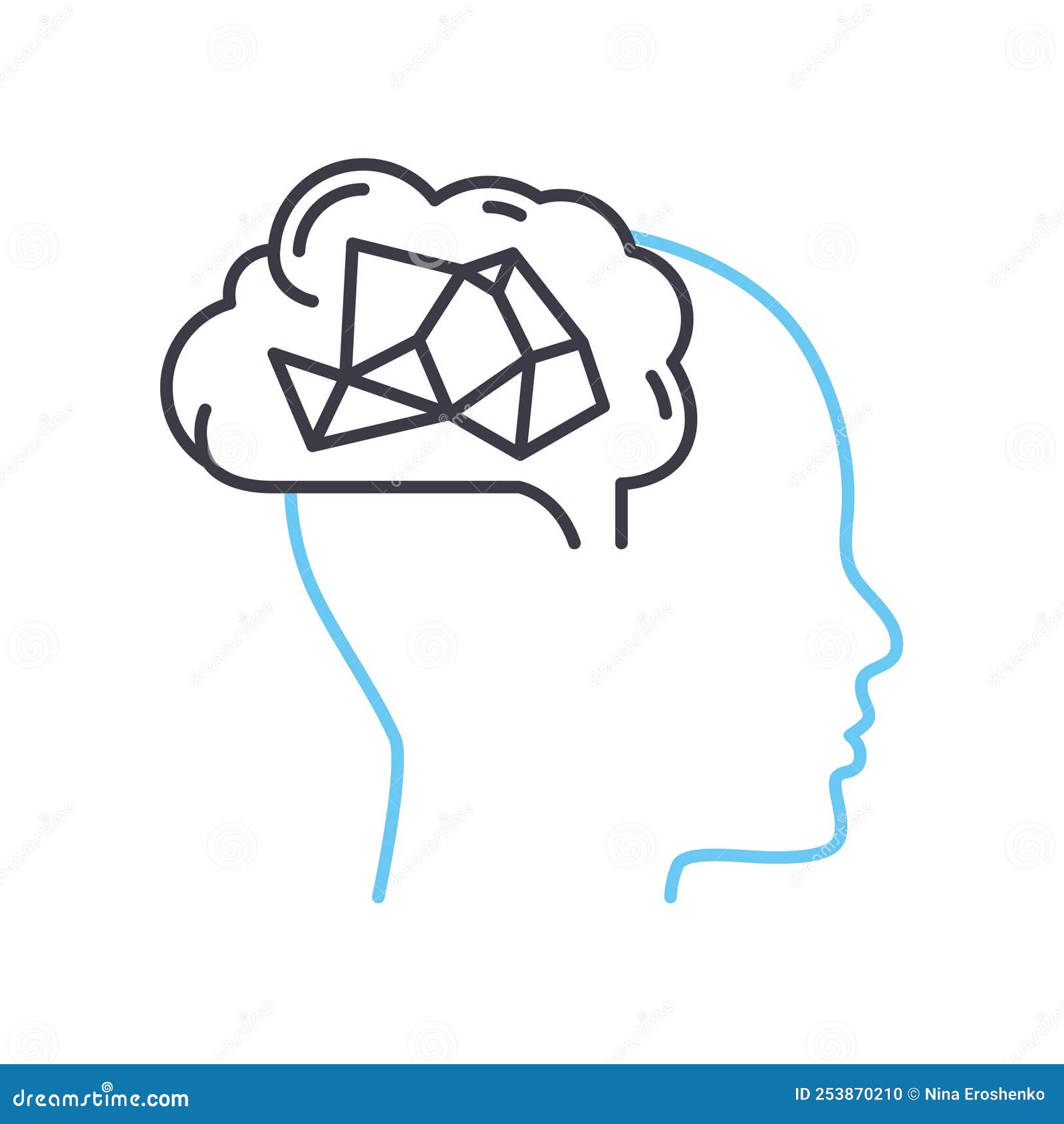 Mind Digitization Line Icon, Outline Symbol, Vector Illustration ...