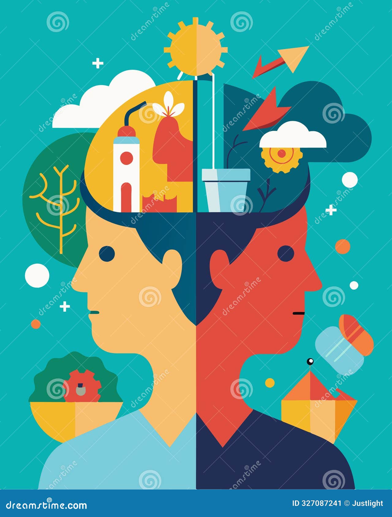 The Mind As A Divided Highway With Two Opposing Lanes Clashing And ...