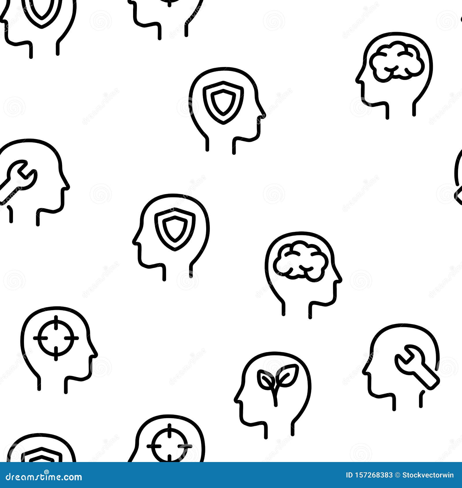 Mind Elements Vector Seamless Pattern Stock Vector - Illustration of ...