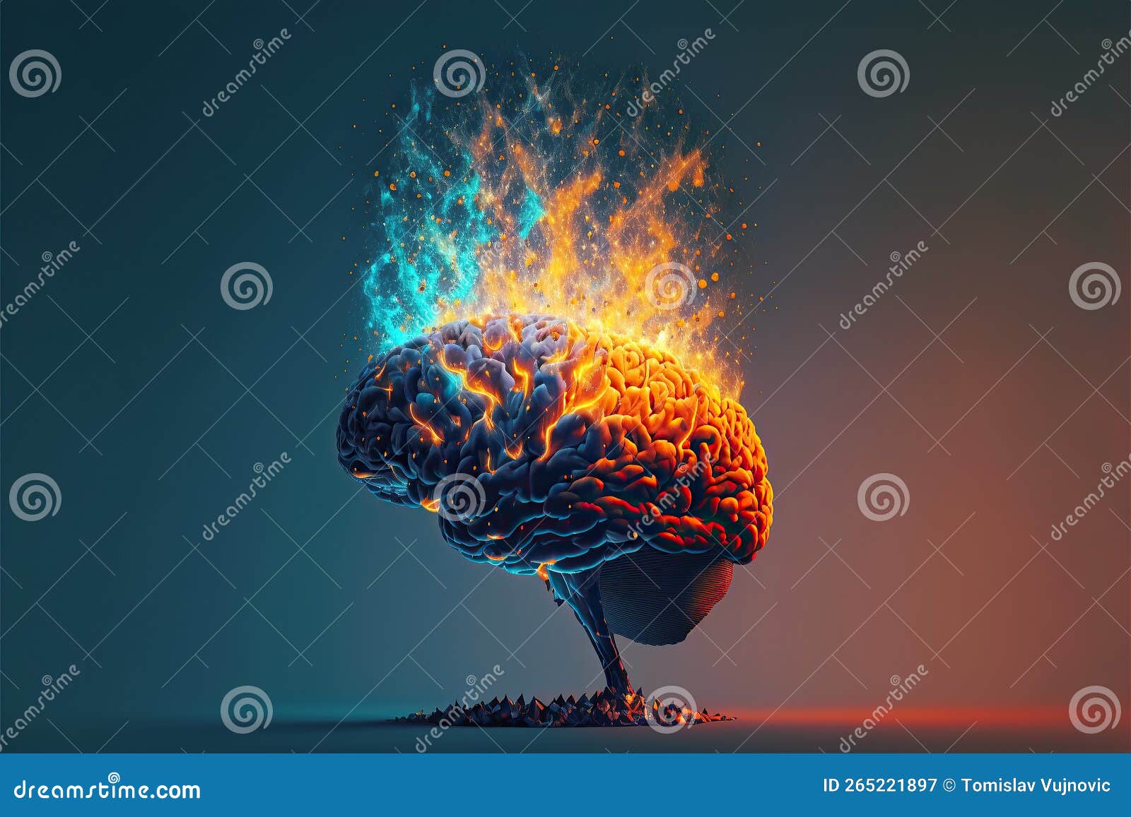 Mind Explosion, Mega Energy Brain, Angry Concept, Generative Ai ...
