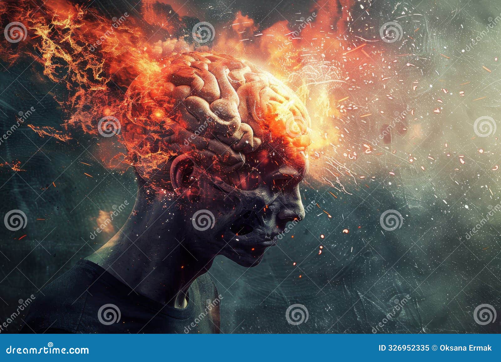 Mind Explosion, Mega Energy Brain, Angry Concept, Creative Blowing ...