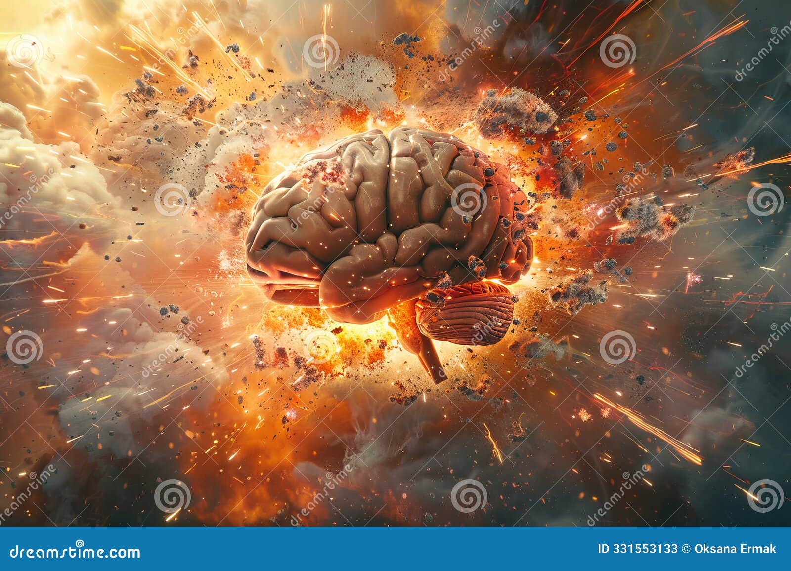 Mind Explosion, Mega Energy Brain, Angry Concept, Creative Blowing ...
