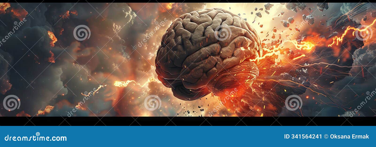 Mind Explosion, Mega Energy Brain, Angry Concept, Creative Blowing ...