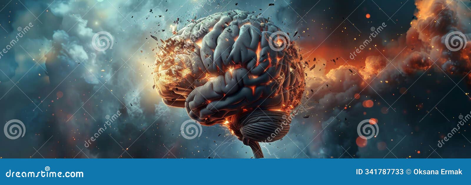 Mind Explosion, Mega Energy Brain, Angry Concept, Creative Blowing ...