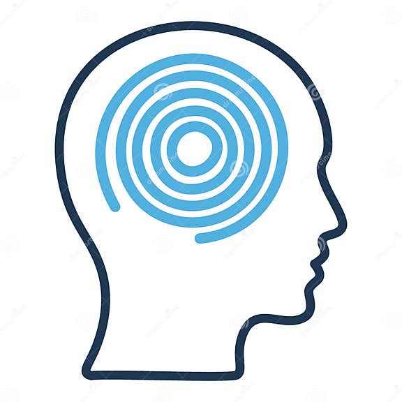 Mind Focus Icon. Abstract Profile with Concentric Circles Symbolizing ...