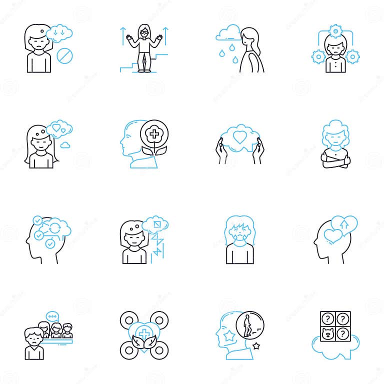 Mind Function Linear Icons Set. Cognition, Intelligence, Memory ...