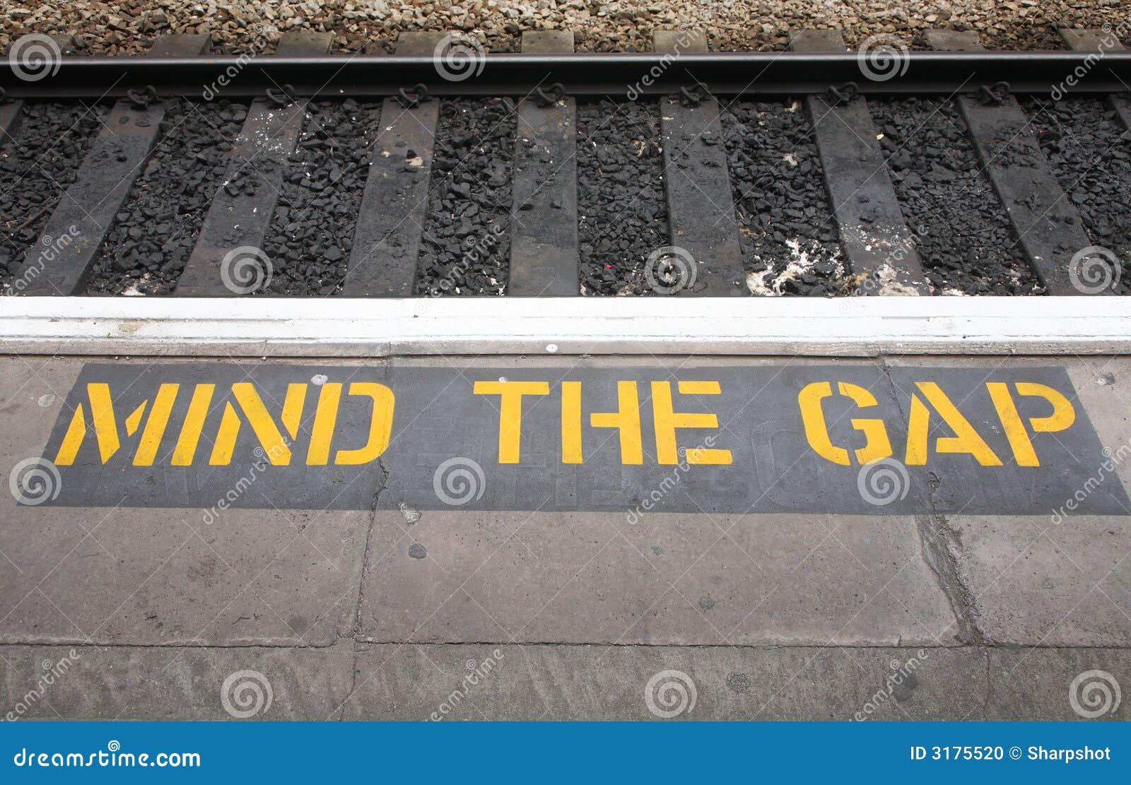 Mind the gap sign. editorial image. Image of railway, railroad - 3175520