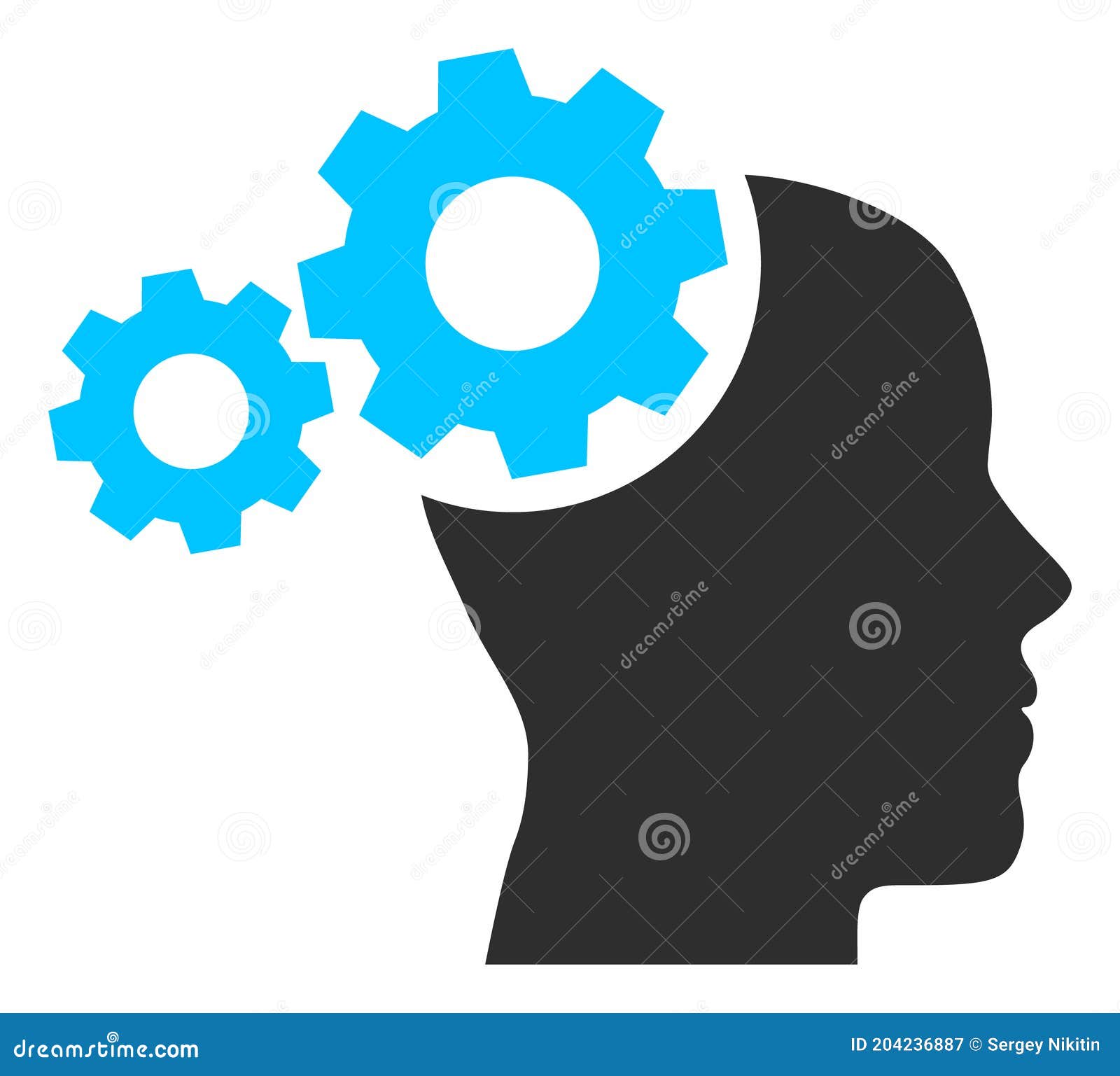 Mind Gears Flat Icon Symbol Stock Vector - Illustration of character ...