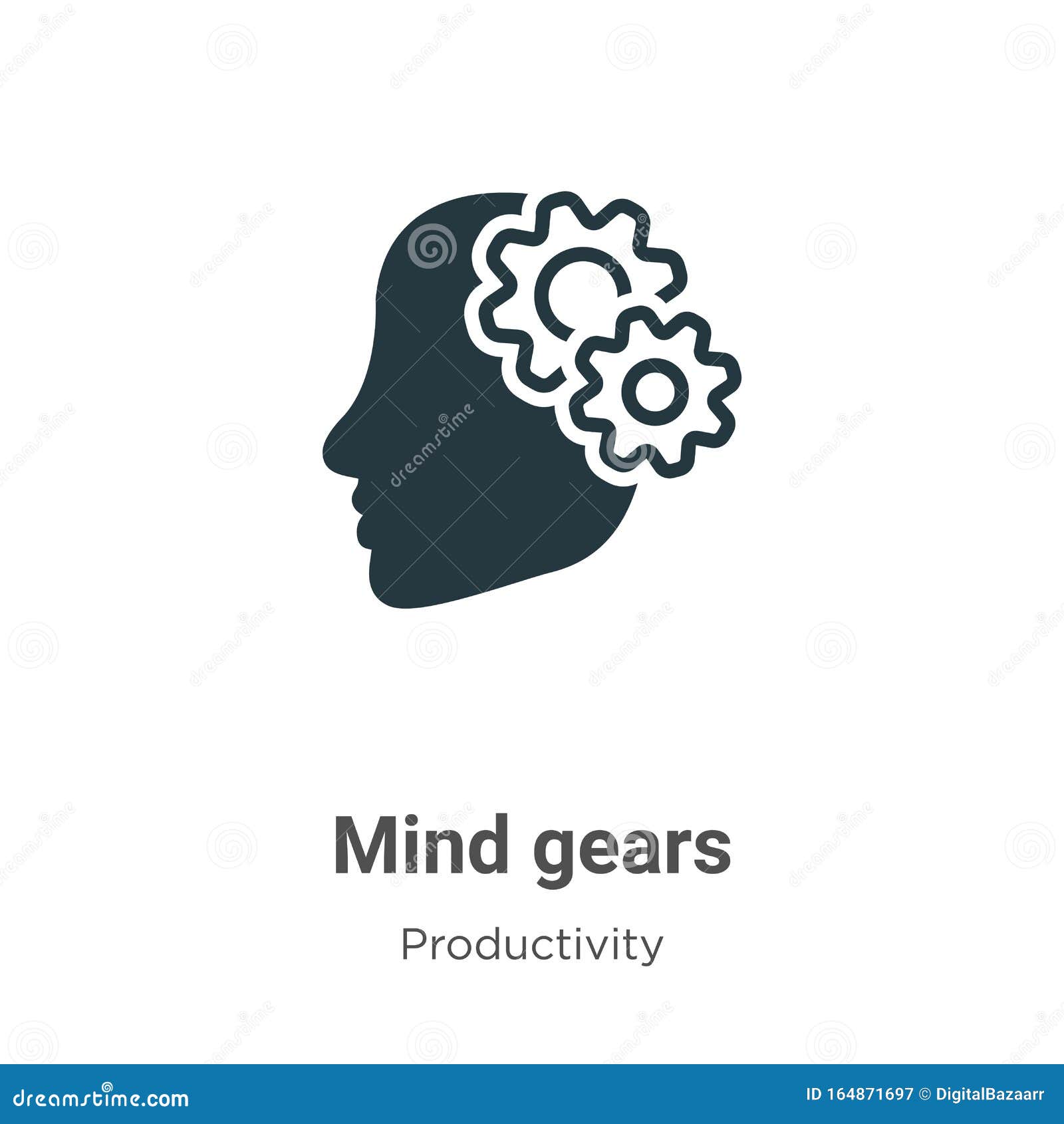 Mind Gears Vector Icon on White Background. Flat Vector Mind Gears Icon ...