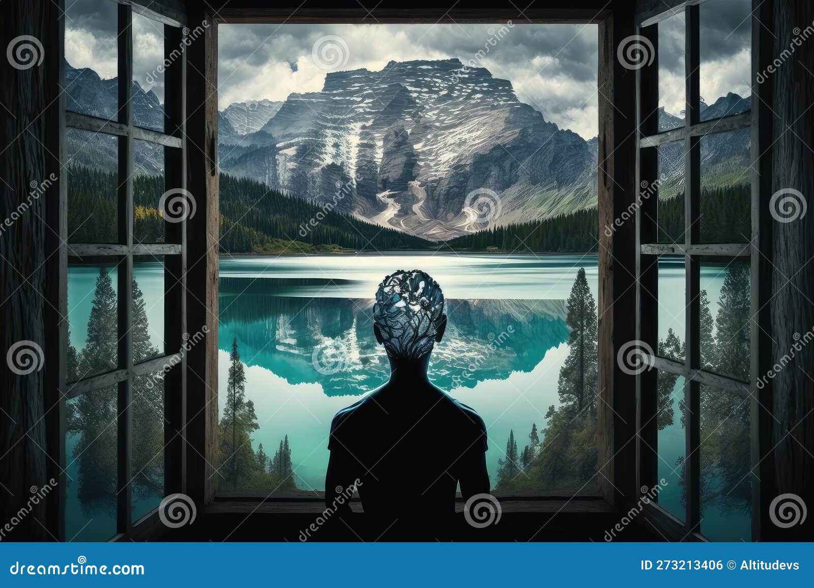 Mind of God, with View of Tranquil Lake and Surrounding Forest Stock ...