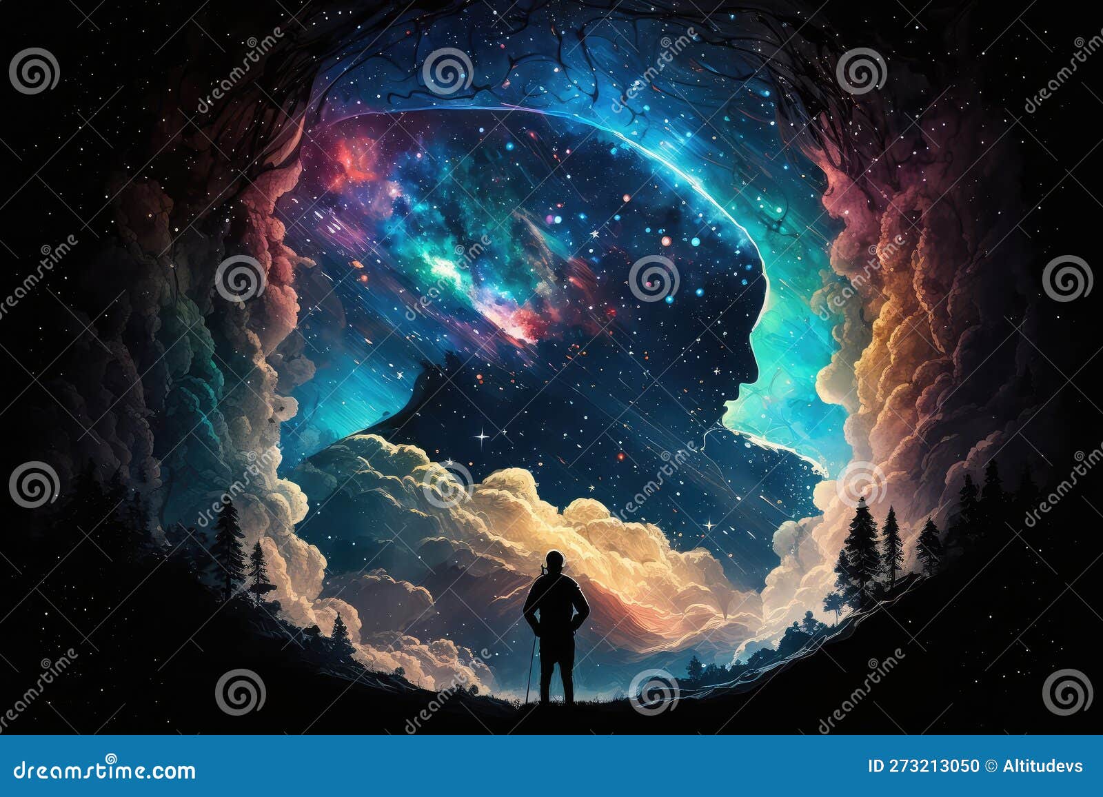 Mind of God, with View of Universe and Stars, in Awe-inspiring ...