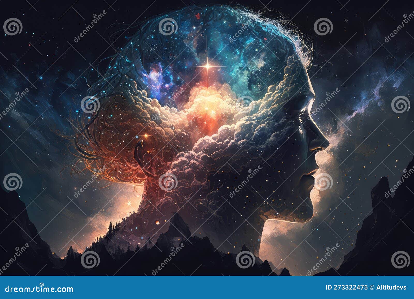 Mind of God, with View of Universe and Stars, in Awe-inspiring ...