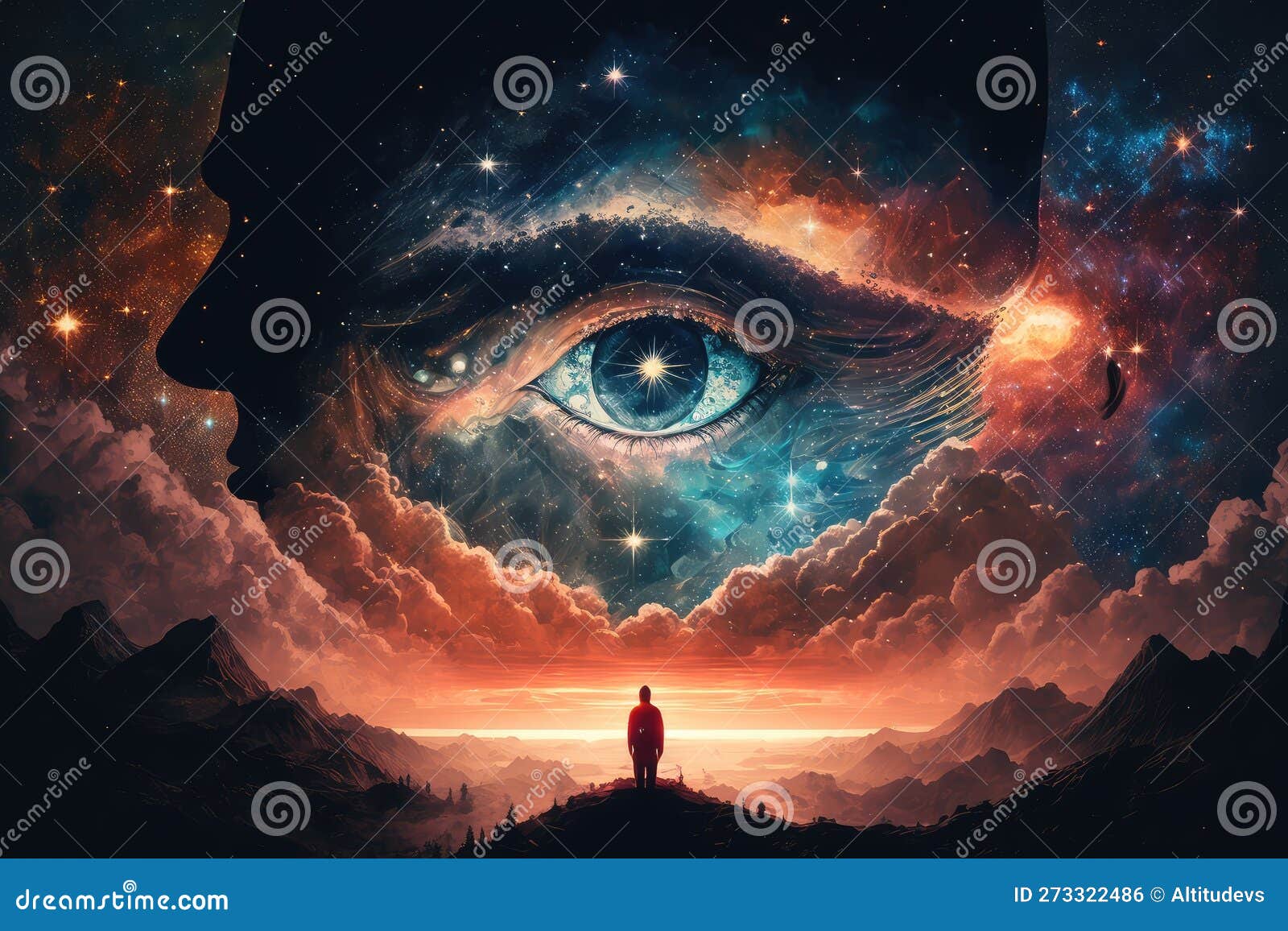 Mind of God, with View on the Vast and Limitless Universe, Filled with ...
