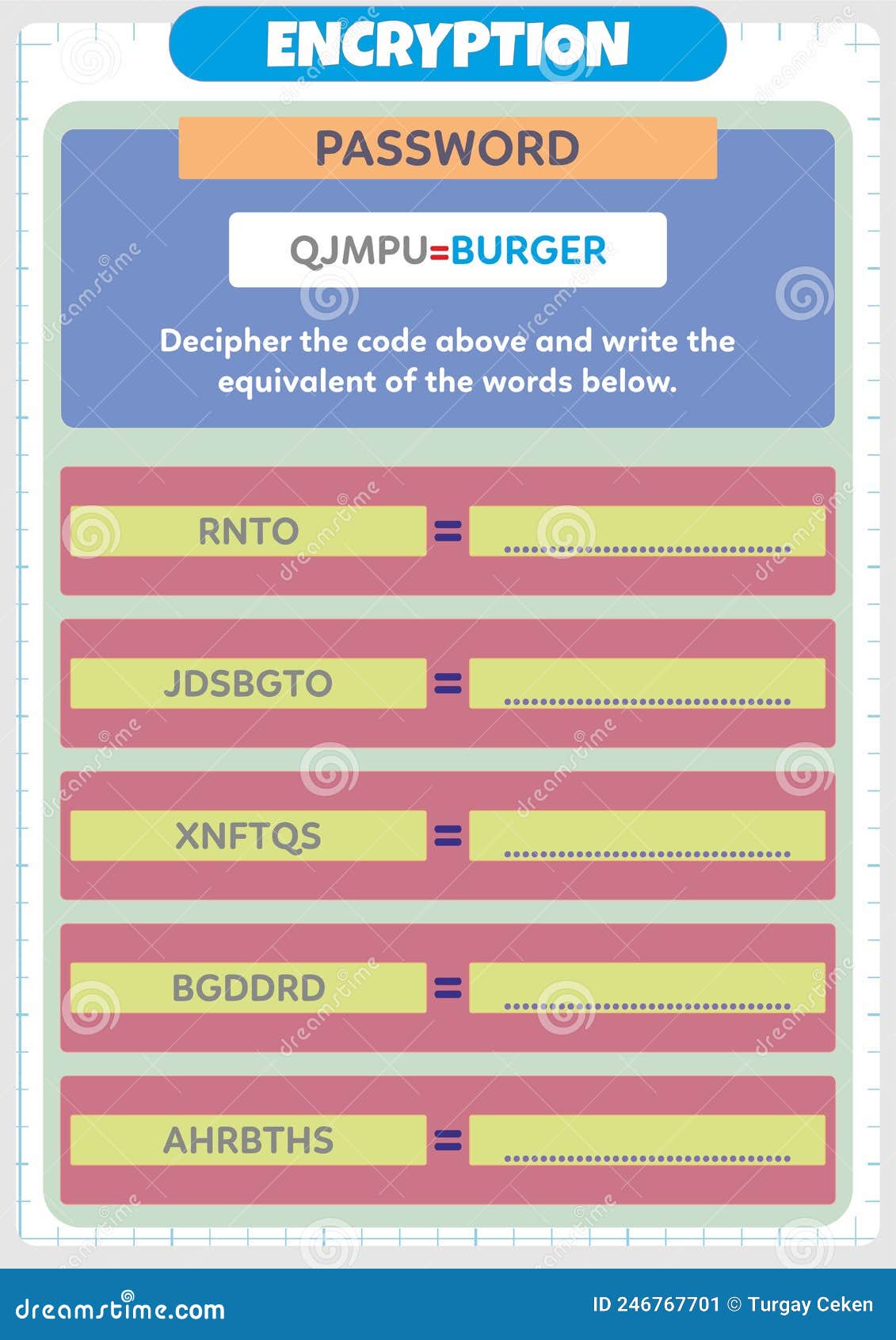 Mind Gym with Encrypting Activity for Kids Stock Illustration ...