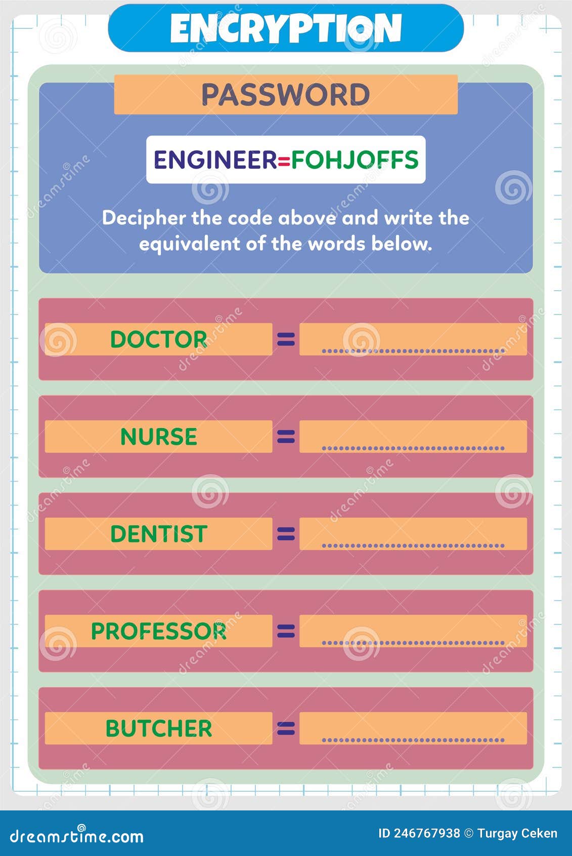 Mind Gym with Encrypting Activity for Kids Stock Illustration ...
