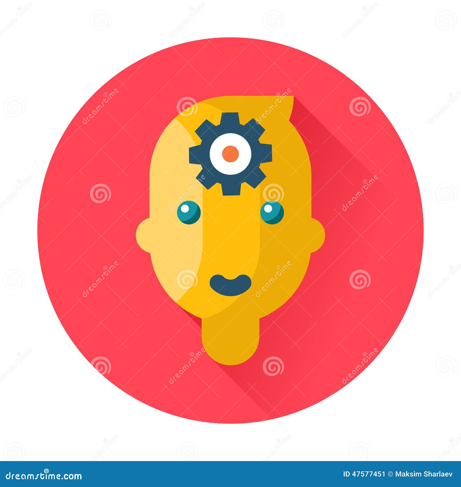 The Mind Head Profile Gears Team Work Mechanical Cartoon Vector ...