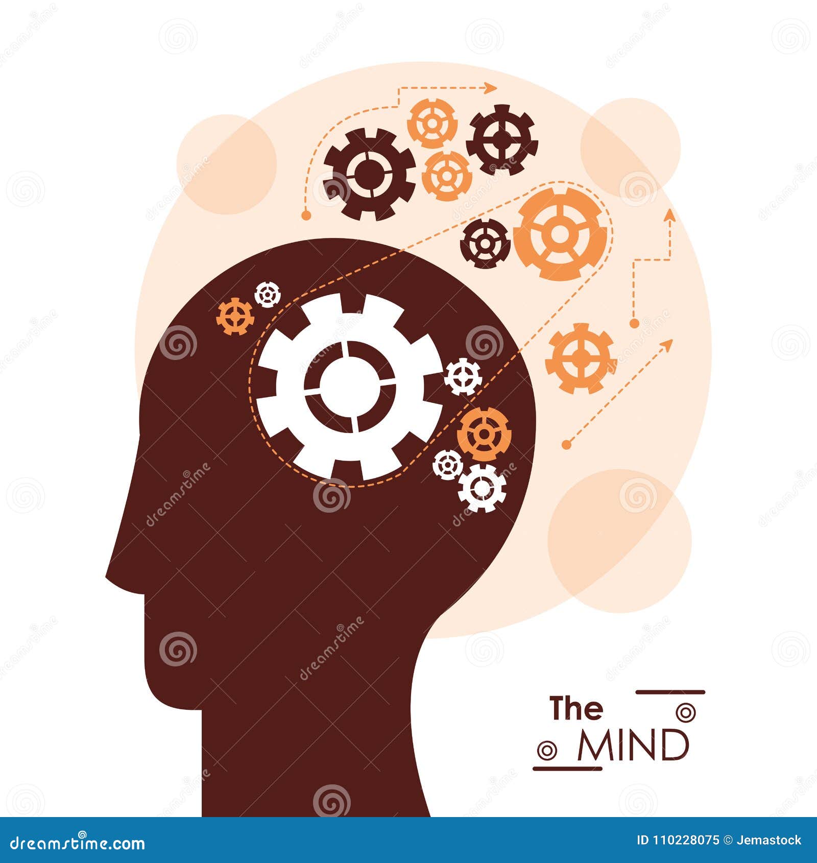 The Mind Head Profile Gears Team Work Mechanical Stock Vector ...