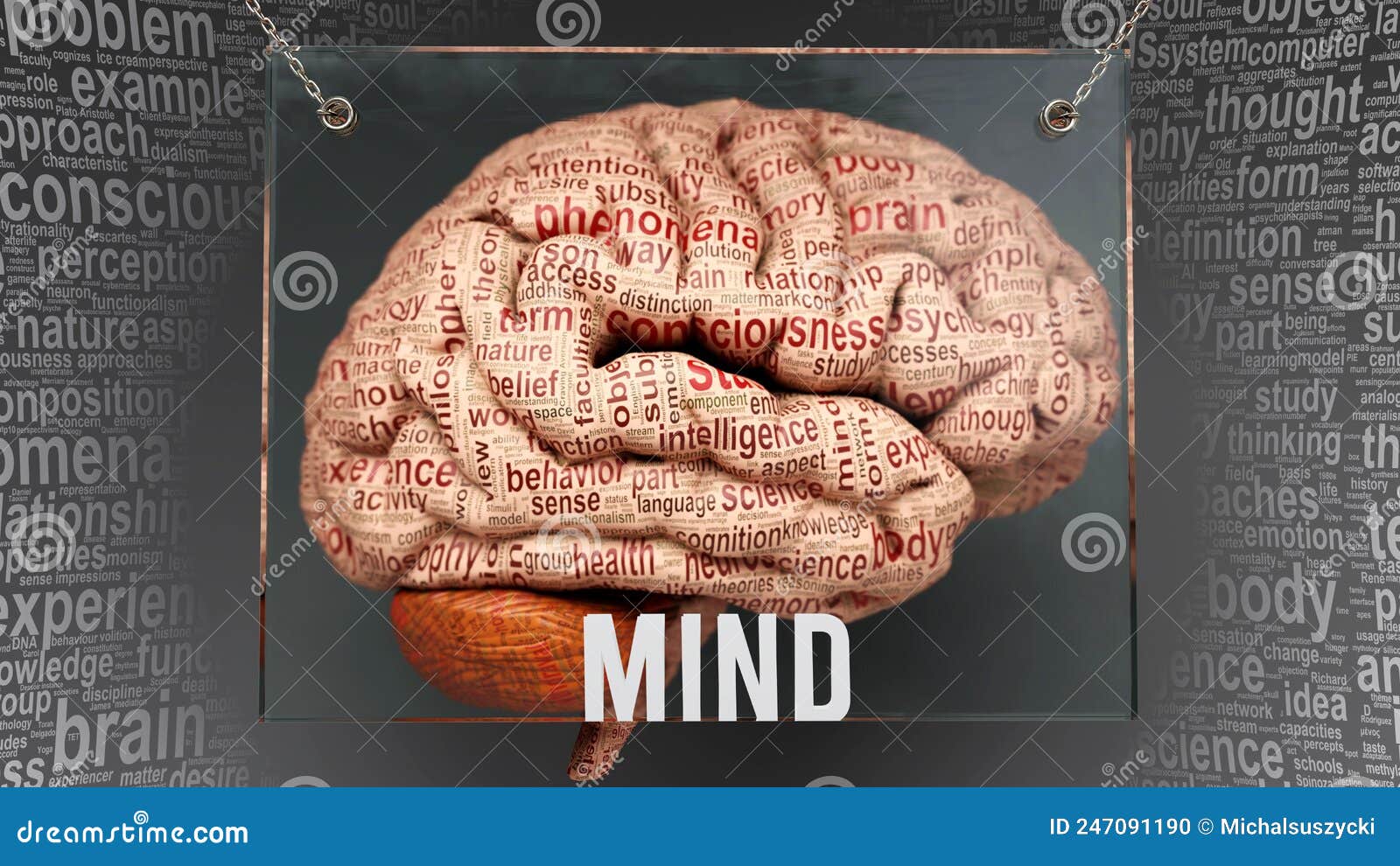 Mind in human brain stock illustration. Illustration of cortex - 247091190