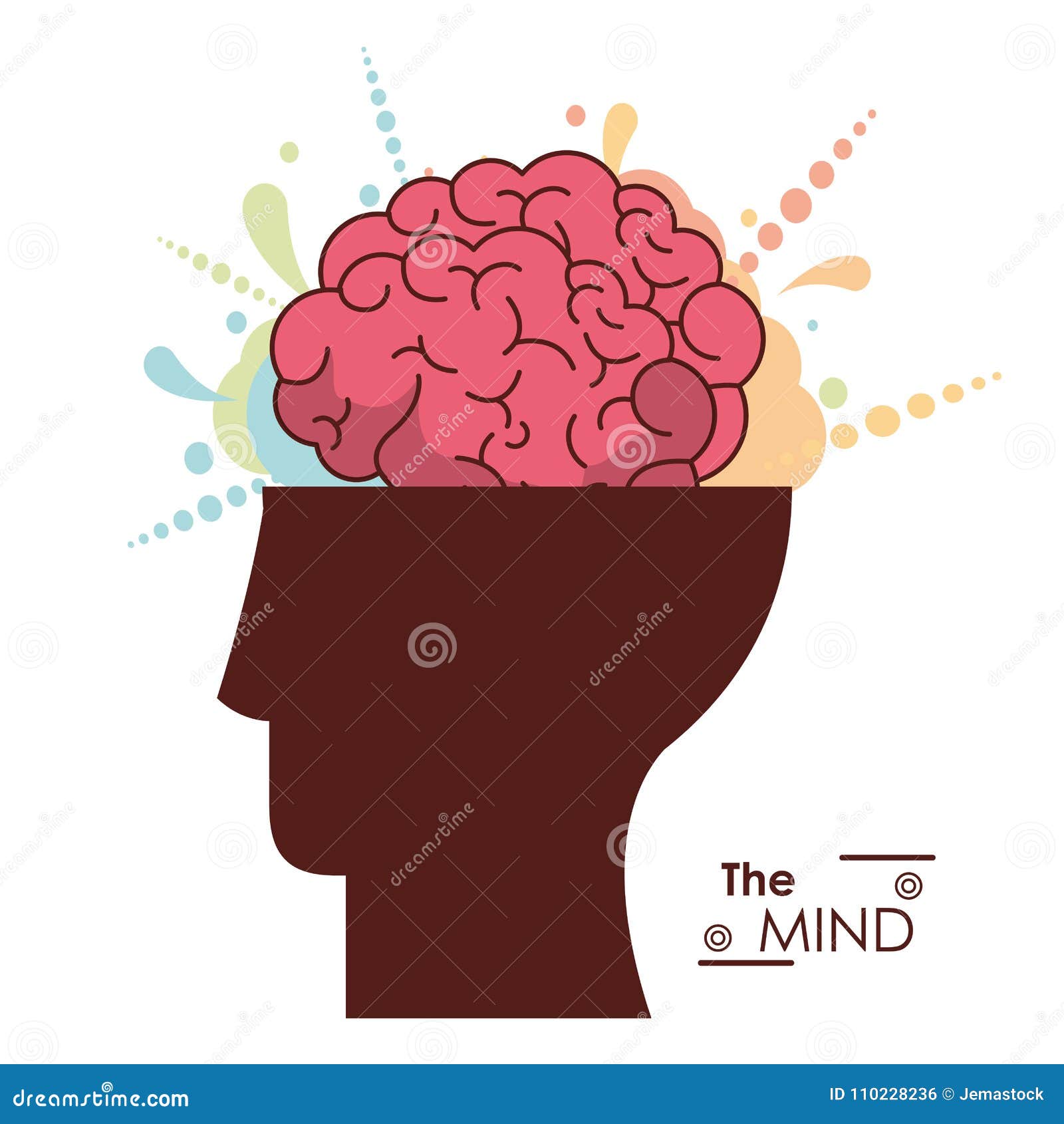 The Mind Human Head Brain Creativity Memory Stock Vector - Illustration ...