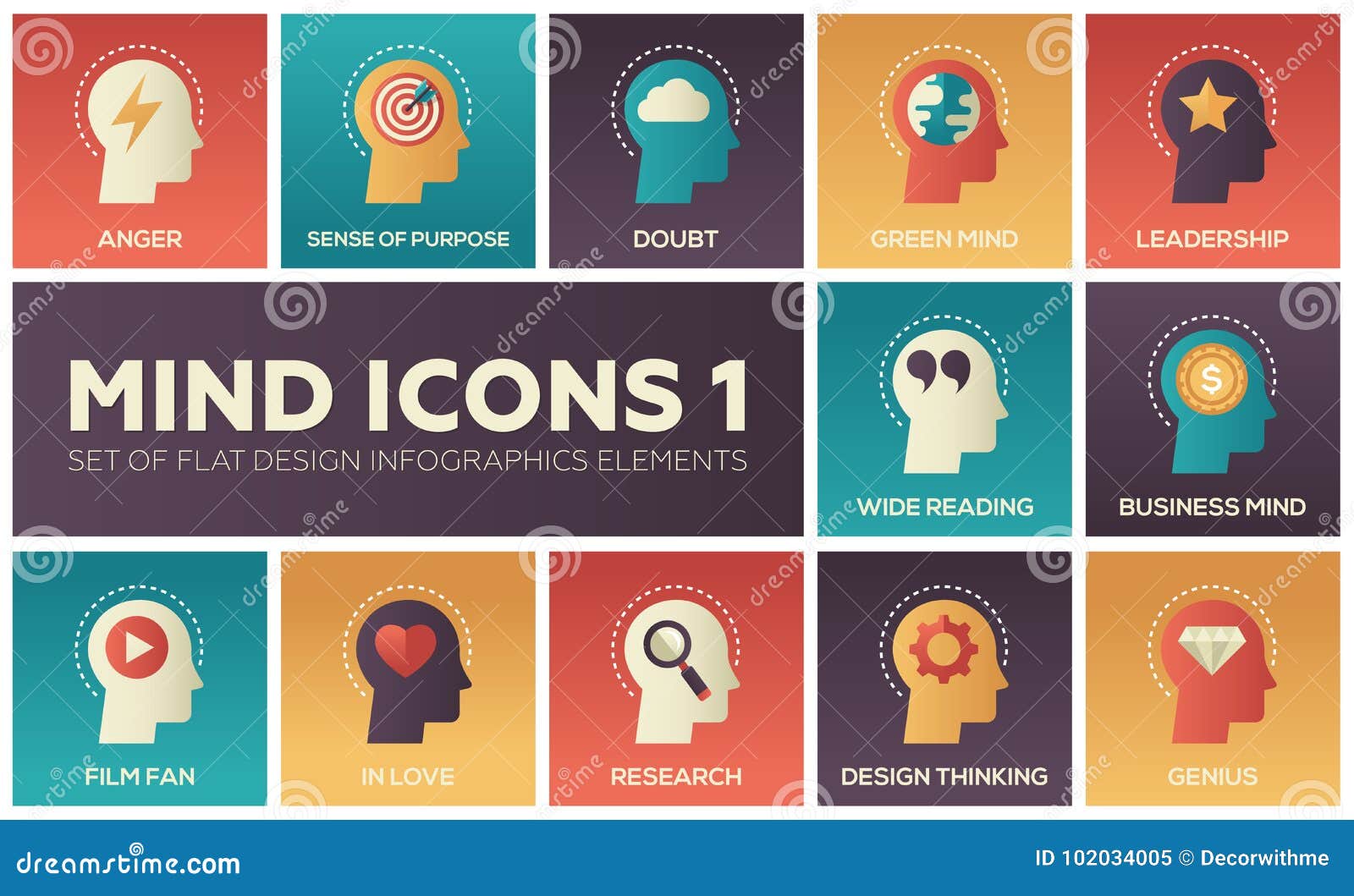 Mind Icons - Modern Set of Flat Design Infographics Elements Stock ...