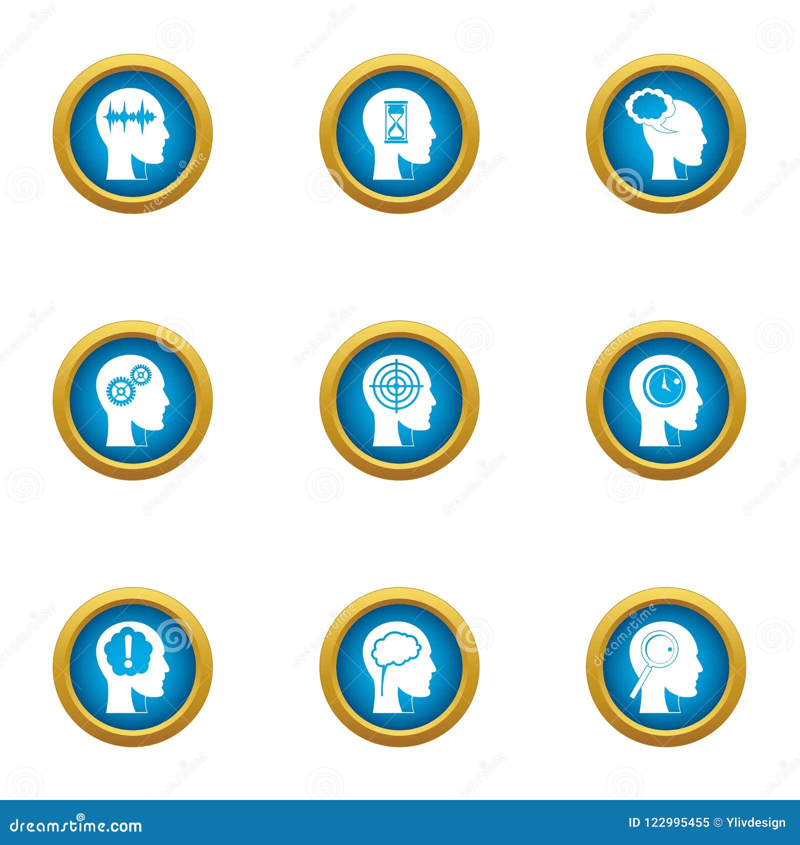 Mind icons set, flat style stock vector. Illustration of equipment ...