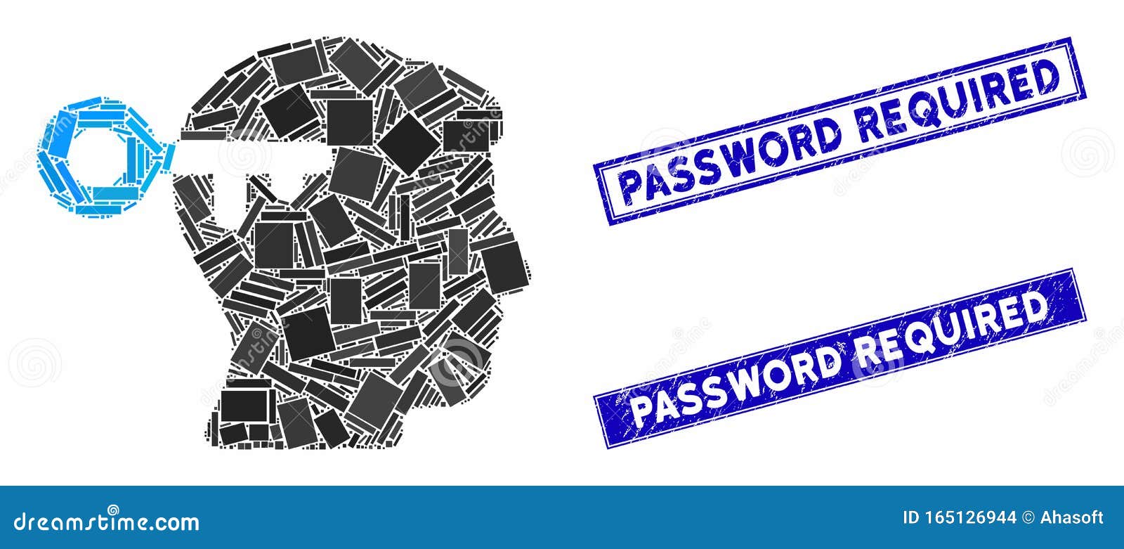 Mind Key Mosaic and Distress Rectangle Password Required Seals Stock ...