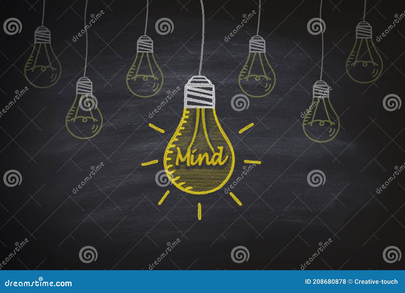 Mind Light Bulbs on the Blackboard Stock Photo - Image of think, light ...