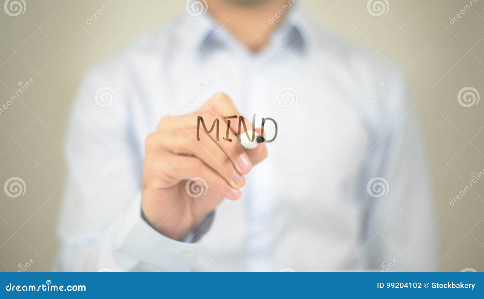 Mind , Man Writing on Transparent Screen Stock Photo - Image of park ...