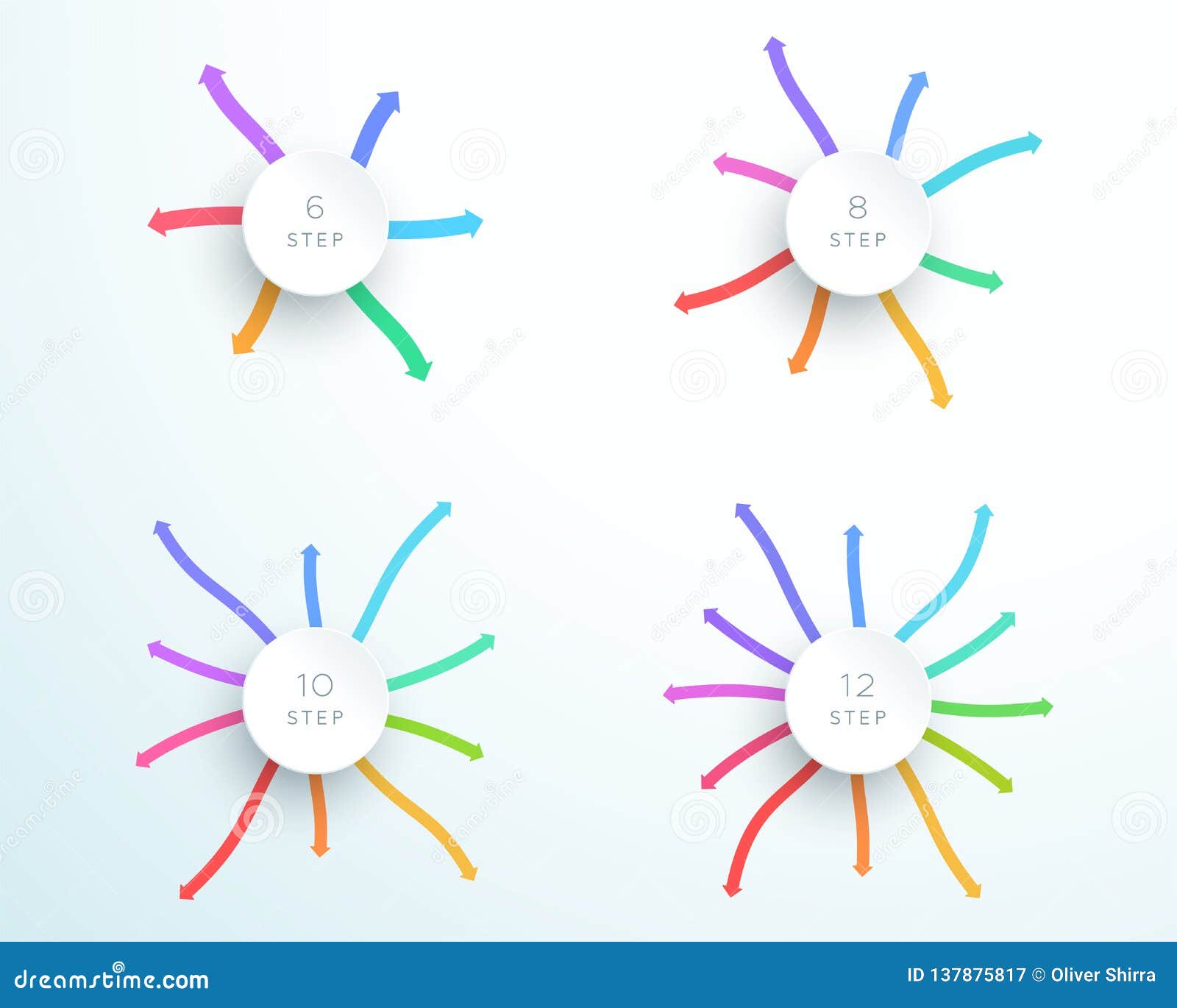 Mind Map Arrows 6, 8, 10, 12 Infographic Vector Set Stock Vector ...