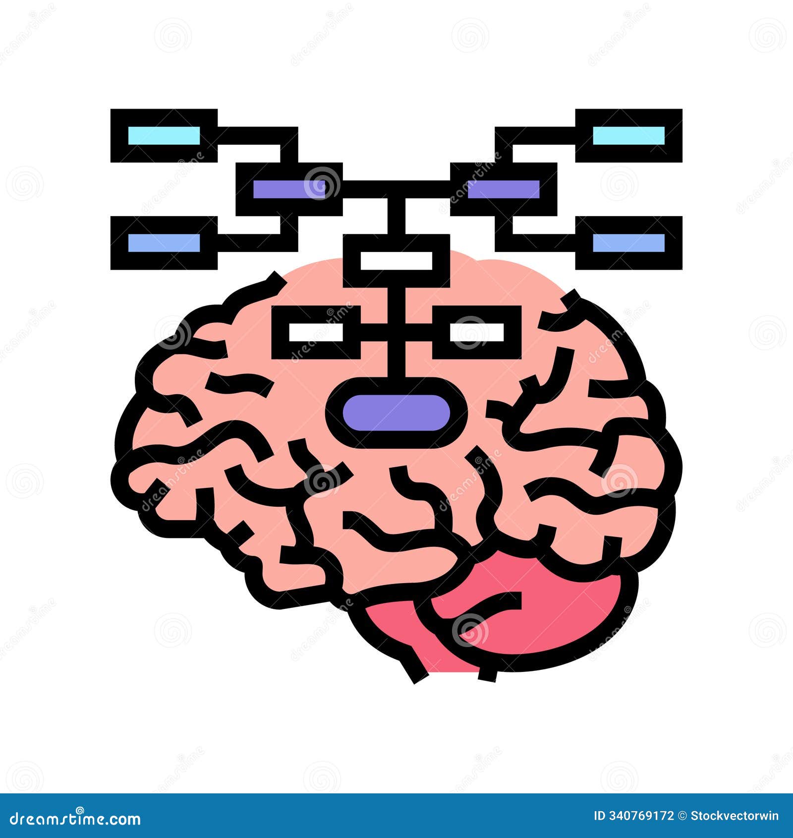 Mind Map Brainstorm Color Icon Vector Illustration Stock Illustration ...