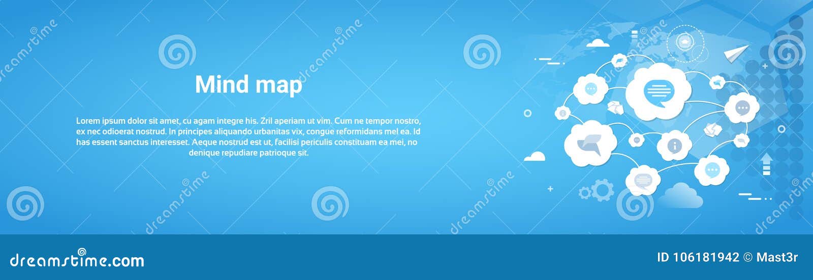 Mind Map Concept Horizontal Banner with Copy Space Stock Vector ...