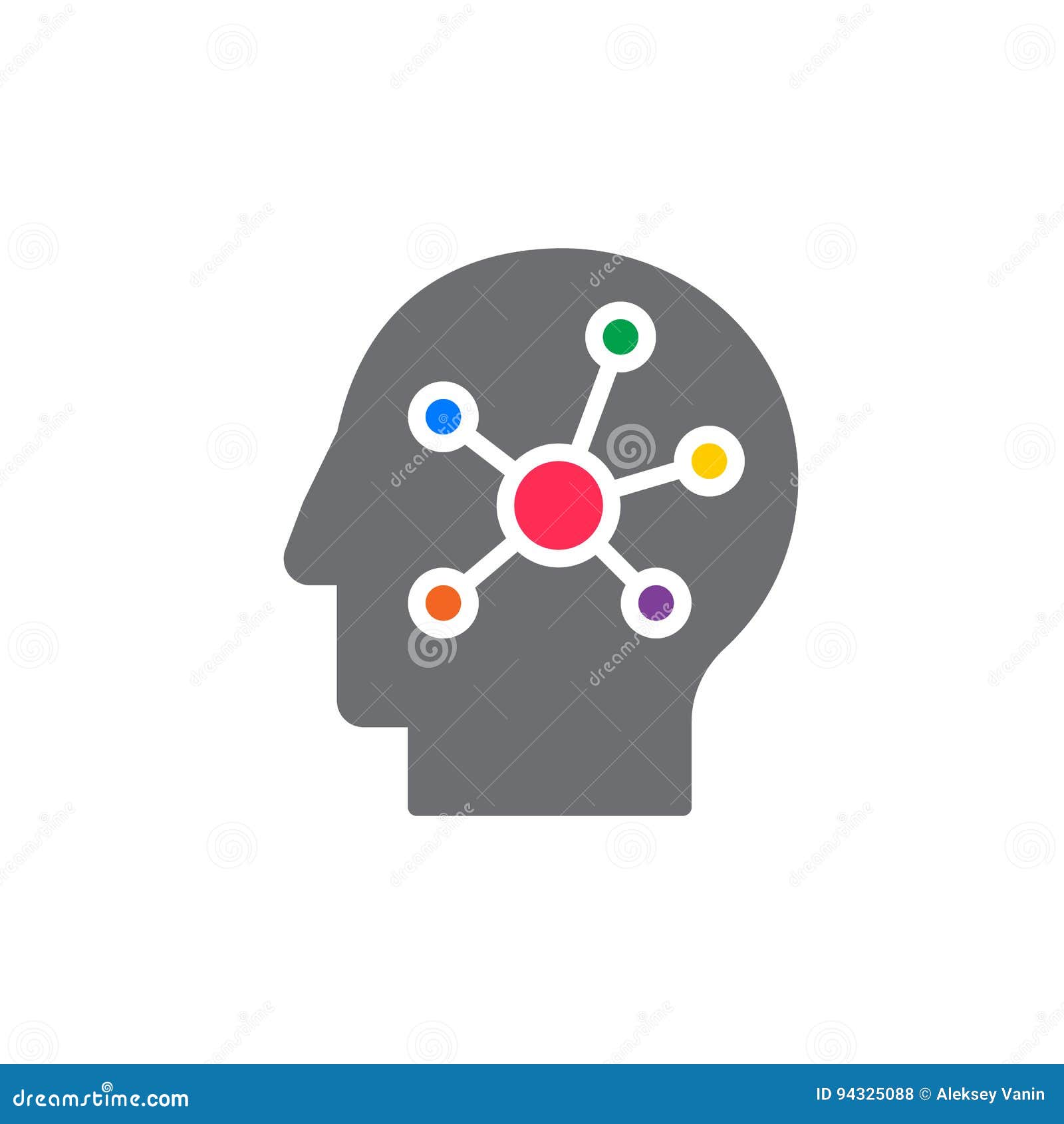 Mind Map in a Head Colorful Icon, Vector Flat Sign. Stock Vector ...