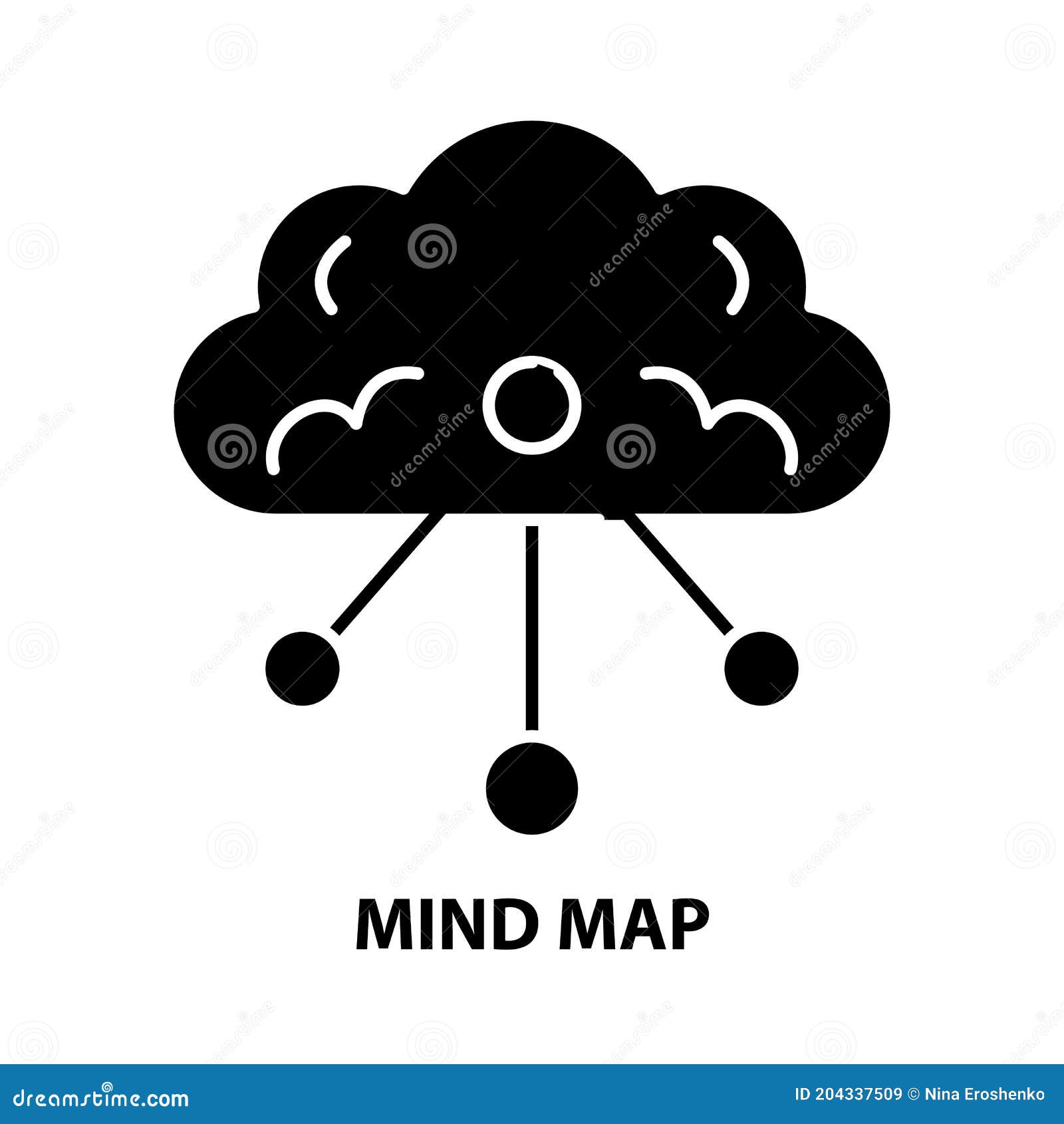Mind Map Icon, Black Vector Sign with Editable Strokes, Concept ...