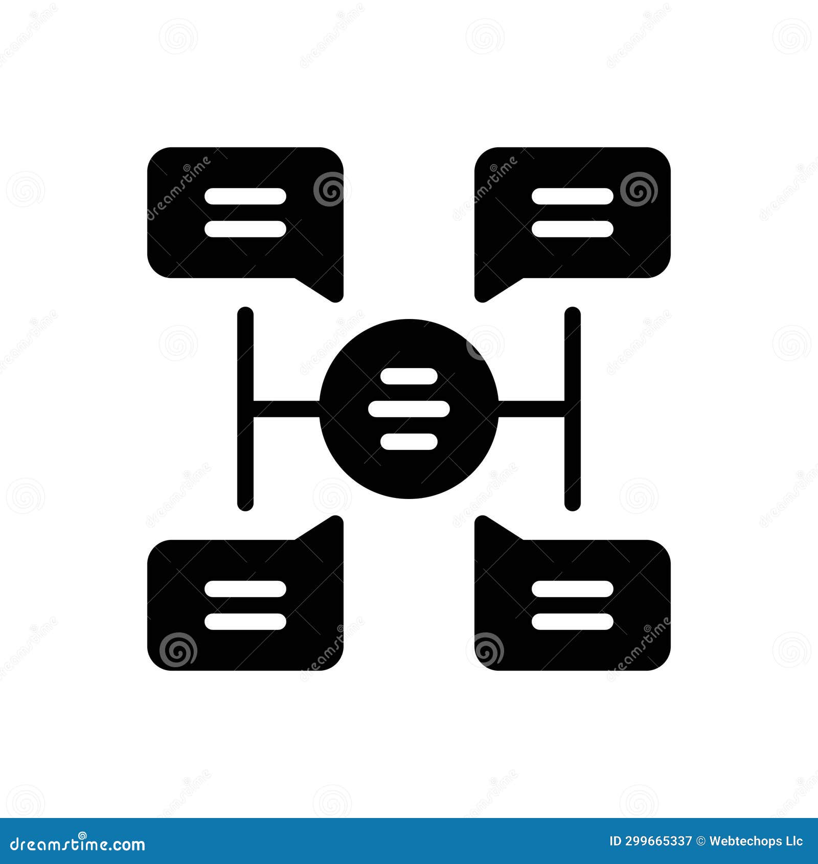 Black Solid Icon for Mind Map, Connected and Chart Stock Illustration ...