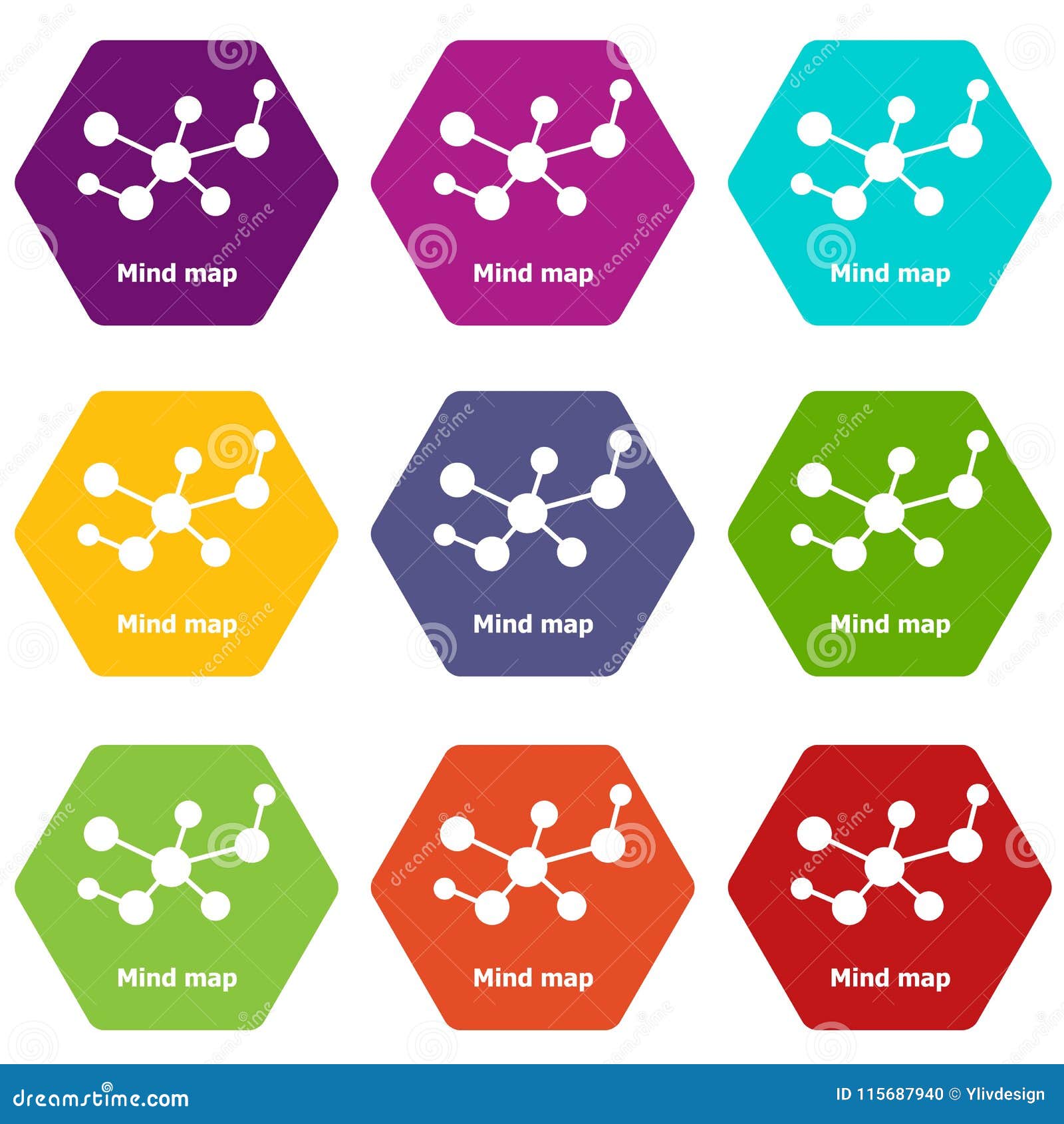 Mind Map Icons Set 9 Vector Stock Vector - Illustration of statistical ...