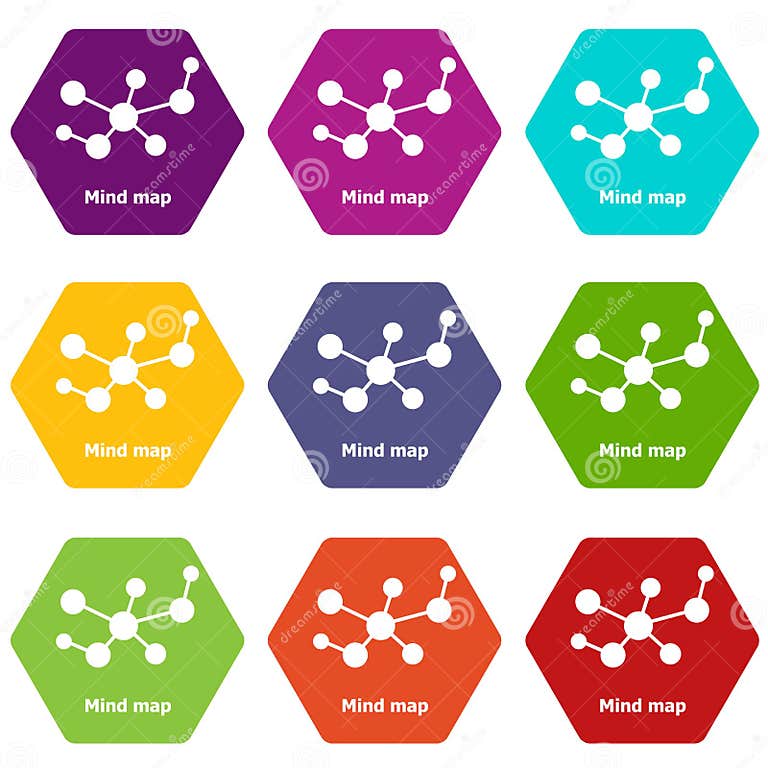 Mind Map Icons Set 9 Vector Stock Vector - Illustration of statistical ...