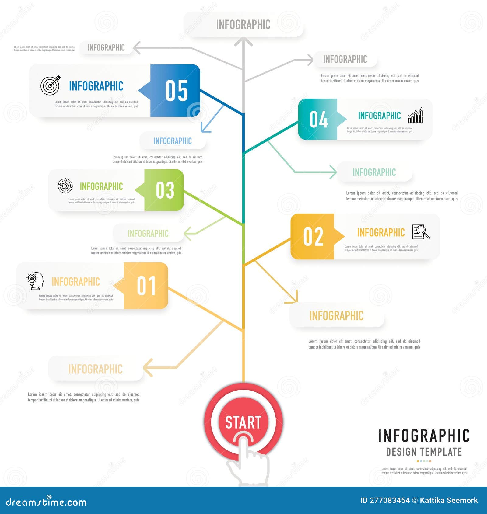 Rectangular Mind Map Infographic for Business Presentation Stock Vector ...
