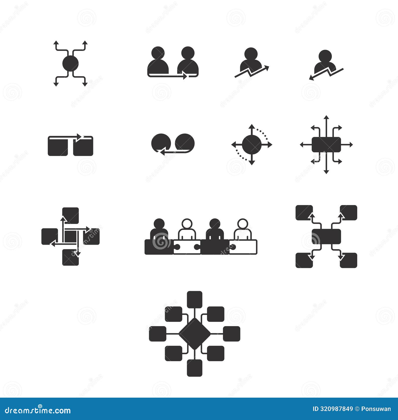 Mind Map Man Arrow Glyph Icon. Infographic Vector Stock Vector ...