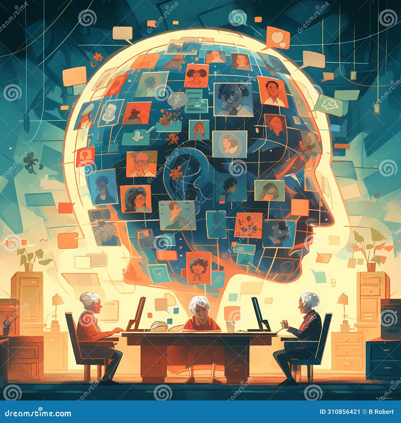 Mind Mapping Meeting: the Art of Team Collaboration Stock Illustration ...