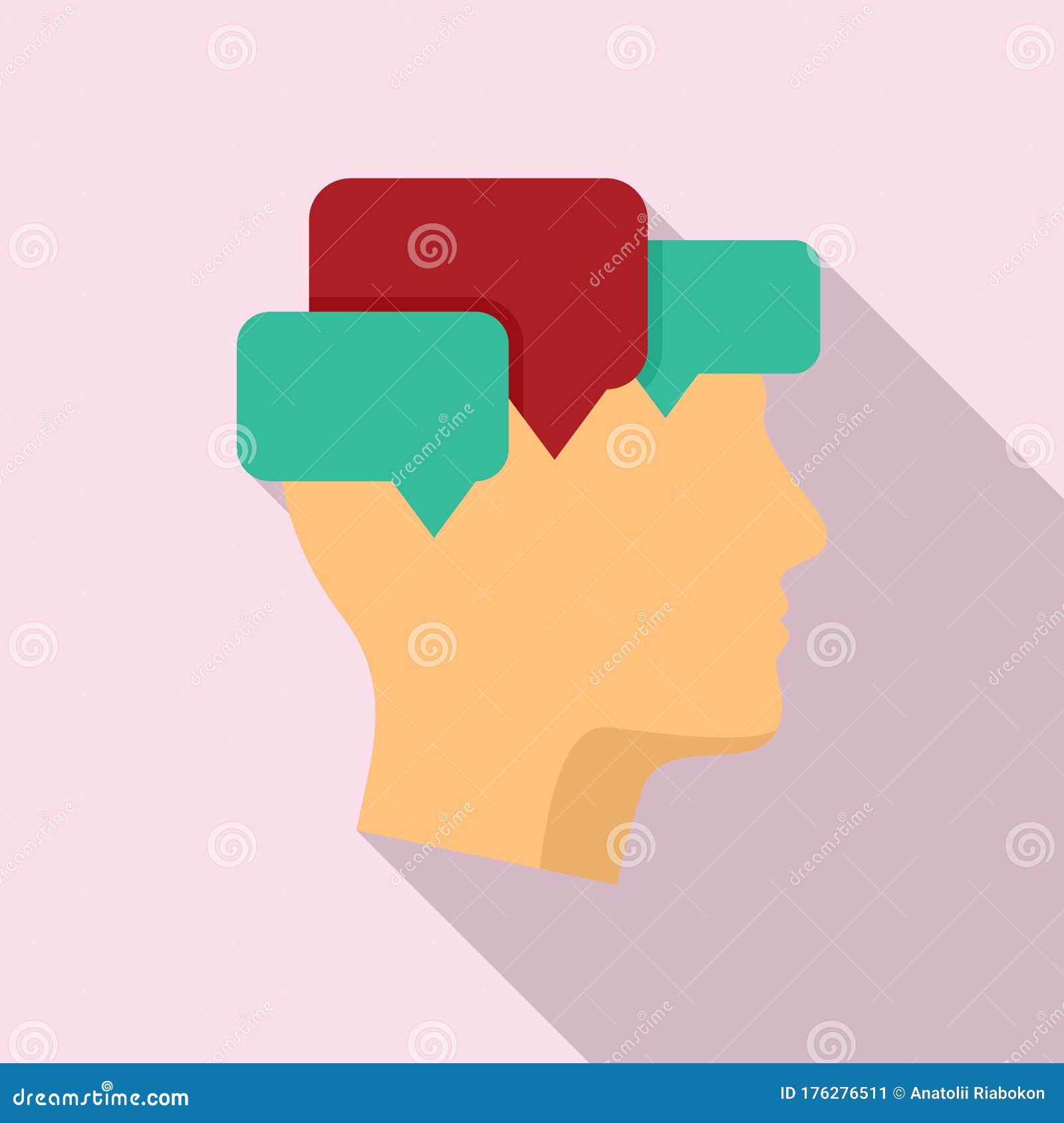 Mind Mental Chats Icon, Flat Style Stock Vector - Illustration of ...