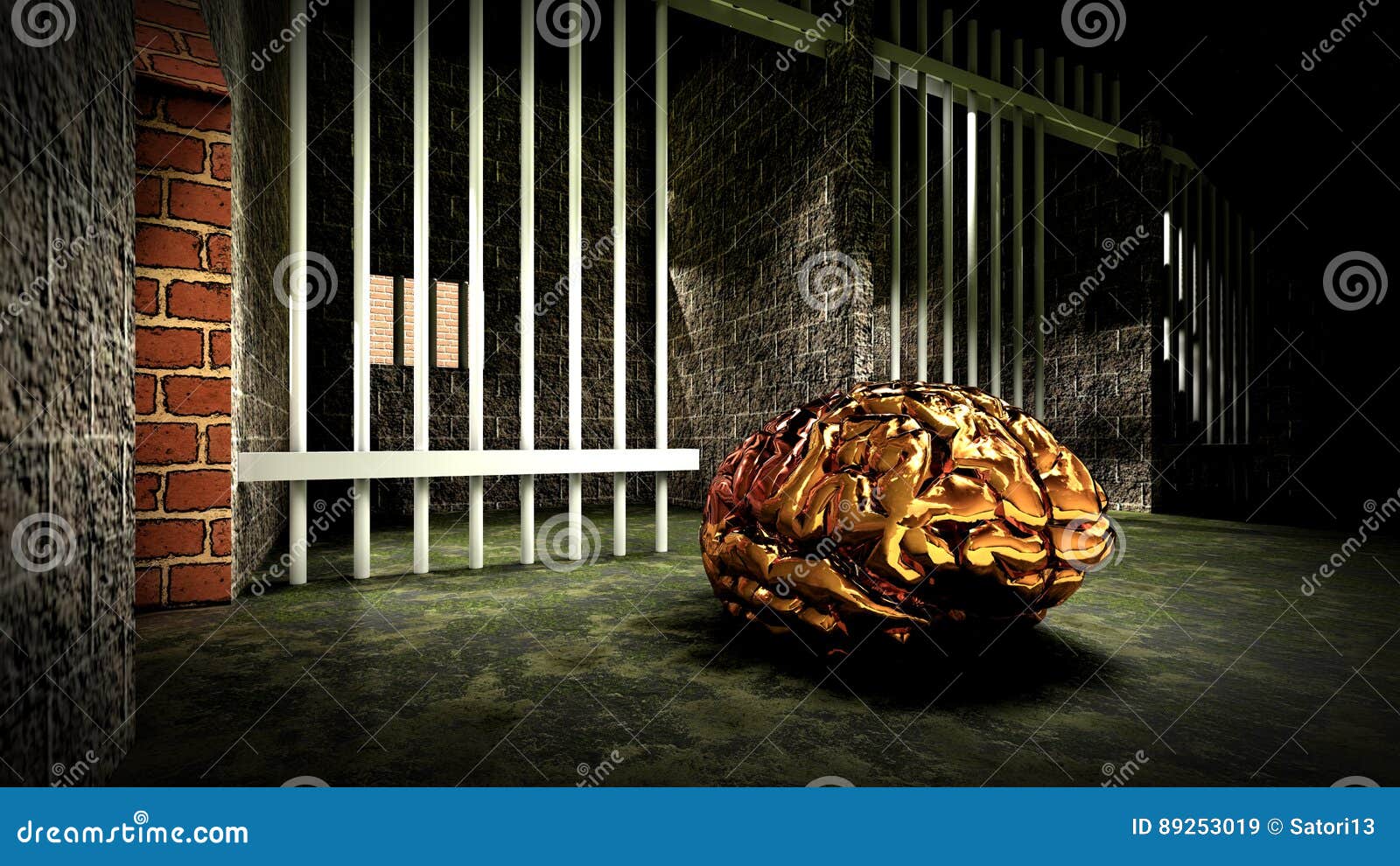 Inner Prison As Mental State With Thought Stuck And Block Tiny Person ...