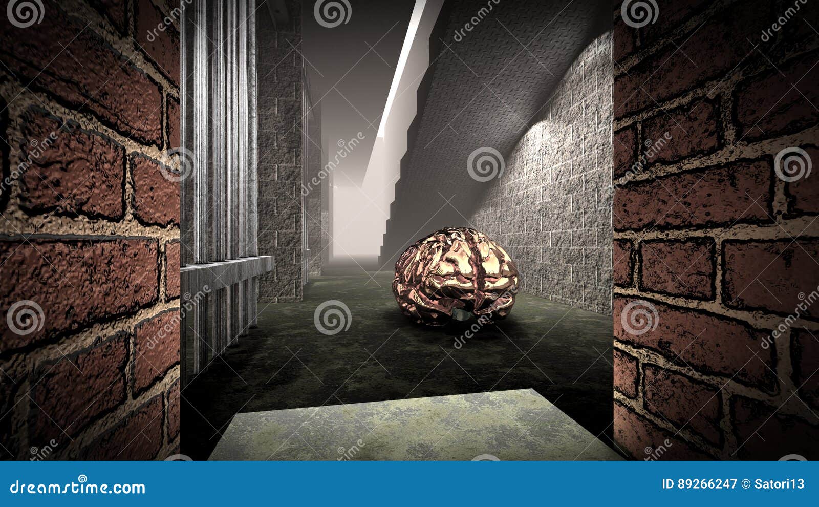 The Mind of Monster Inside Prison Cell 3d Rendering Stock Illustration ...