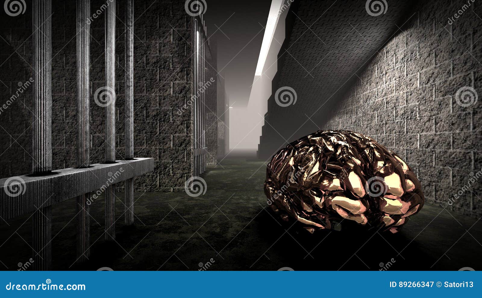 Inner Prison As Mental State With Thought Stuck And Block Tiny Person ...