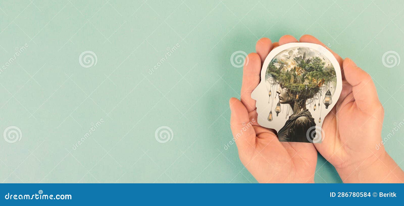 Mind with Nature and Light Bulb, Explosion of Ideas, Brainstorming for ...