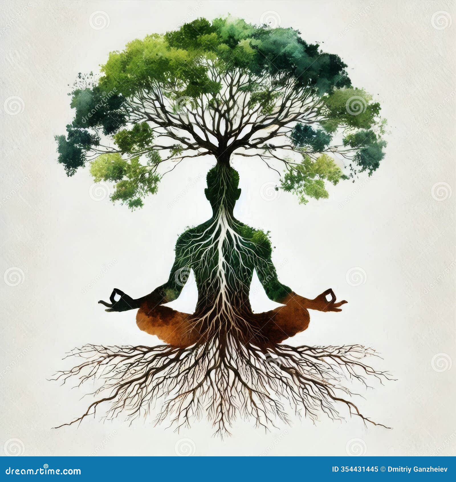 Mind and Nature in Unity stock illustration. Illustration of body ...