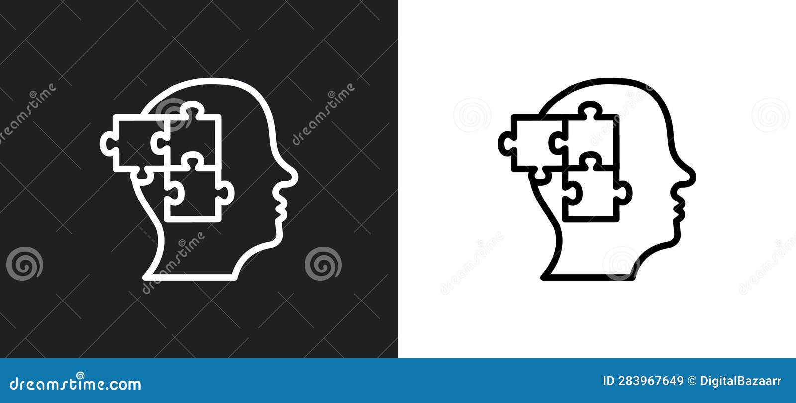Mind Outline Icon in White and Black Colors. Mind Flat Vector Icon from ...
